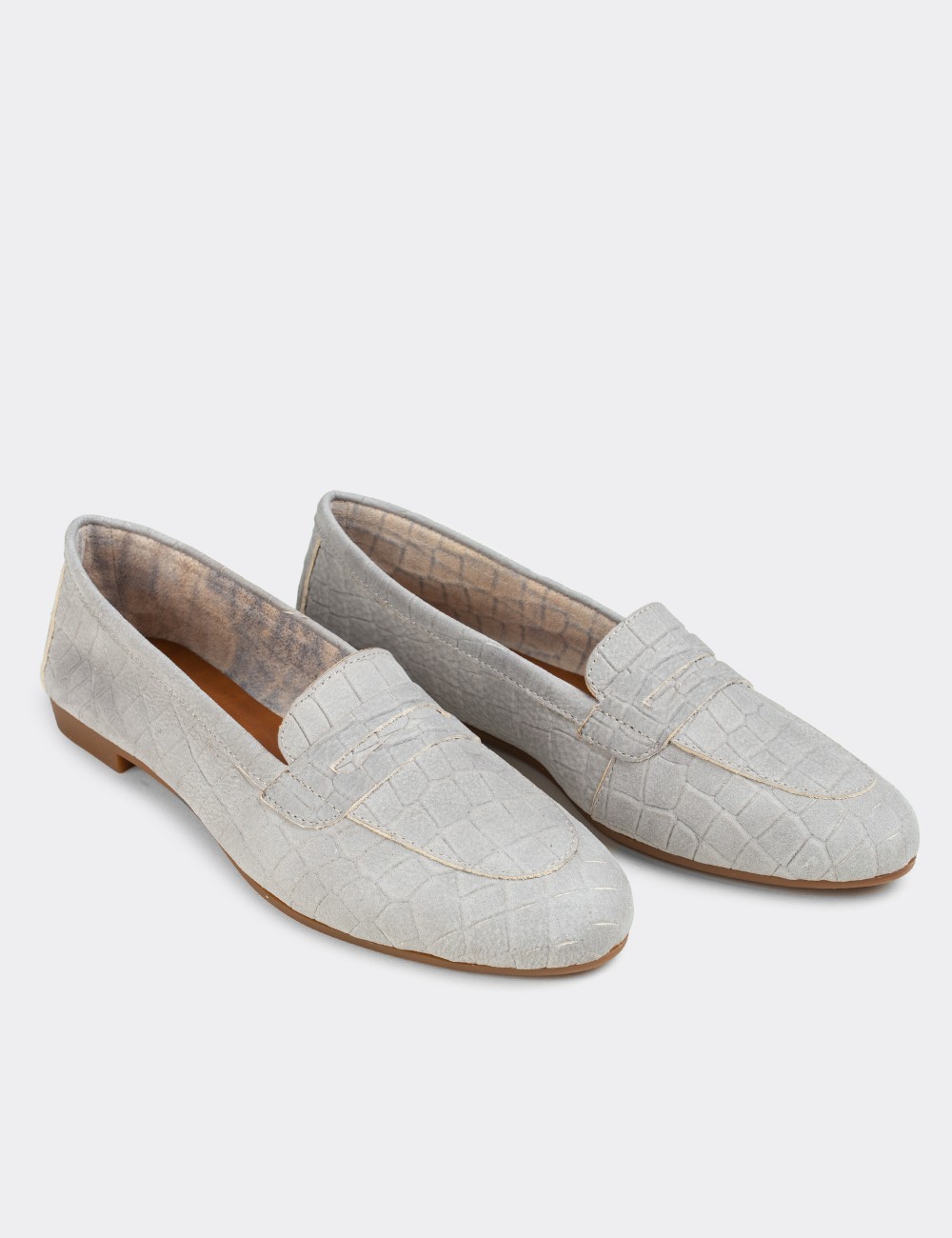 Gray Nubuck Leather Loafers E3202ZGRIC02 - Deery