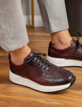 Burgundy Leather Sneakers 01887MBRDE01 - Deery