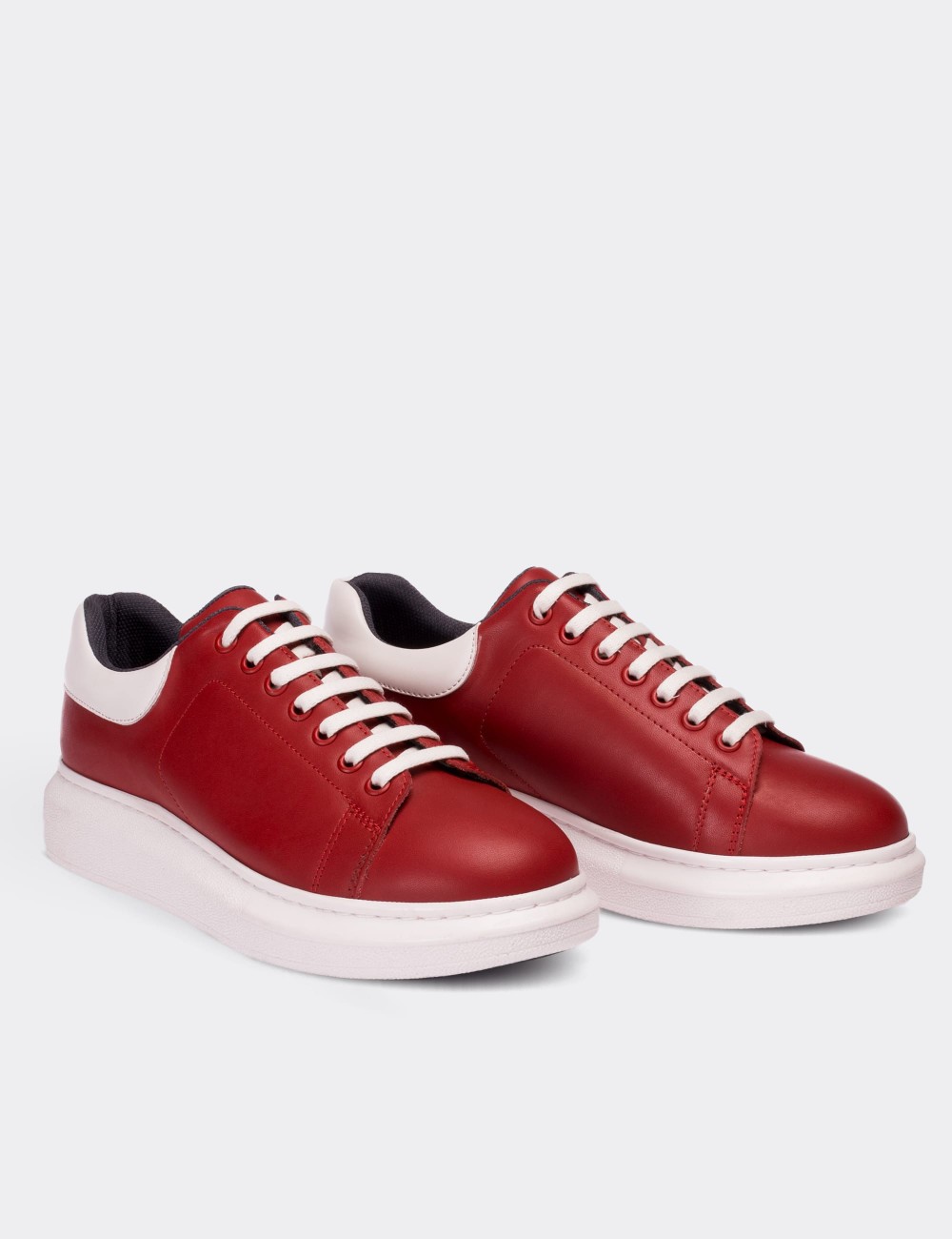 Red Leather Sneakers 01710MKRMP01 - Deery
