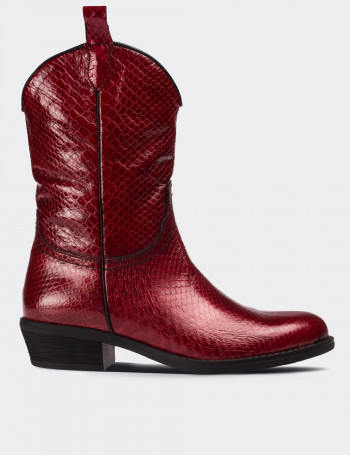 Burgundy Patent Leather Western Boots - Deery